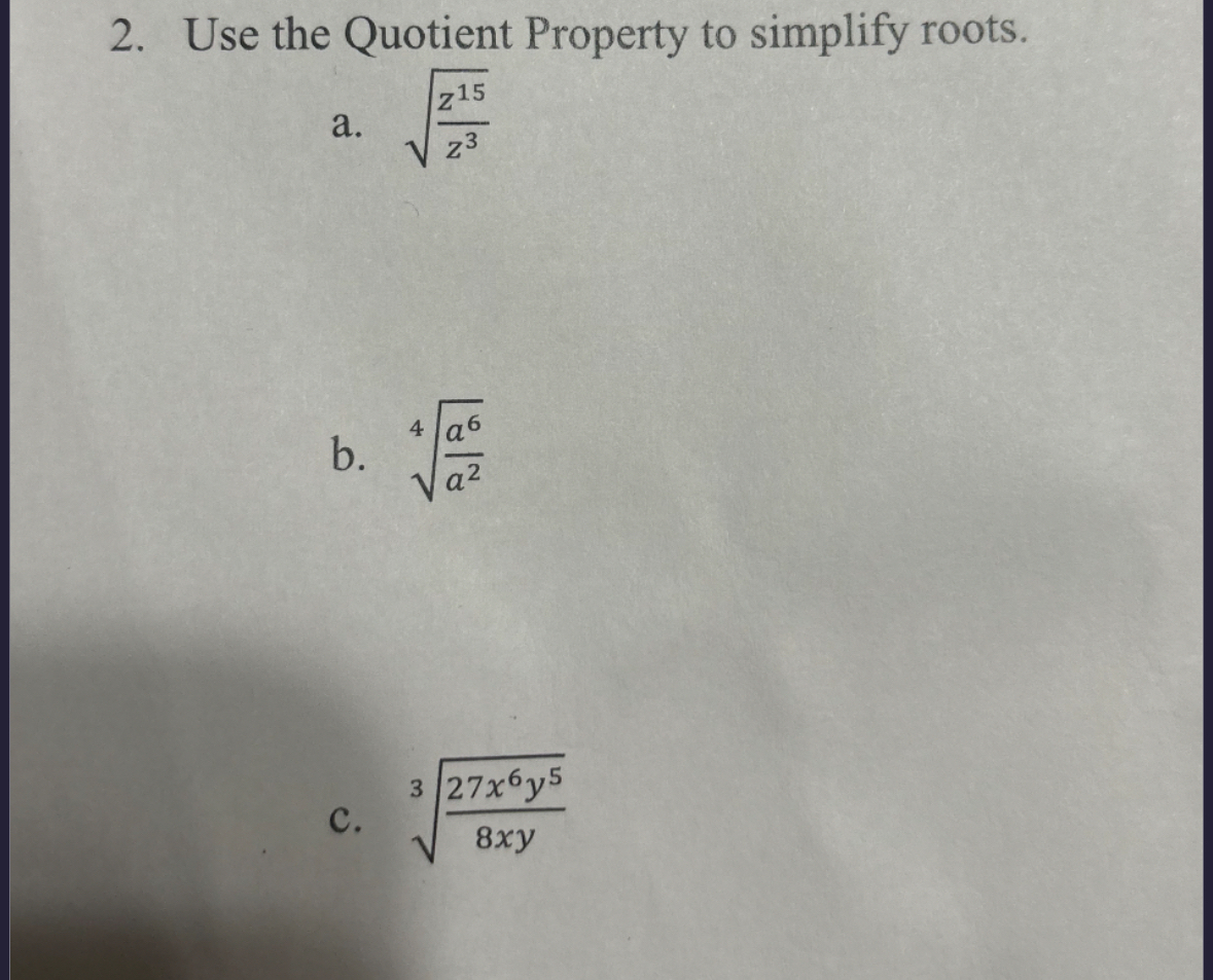 Solved Use the Quotient Property to simplify | Chegg.com