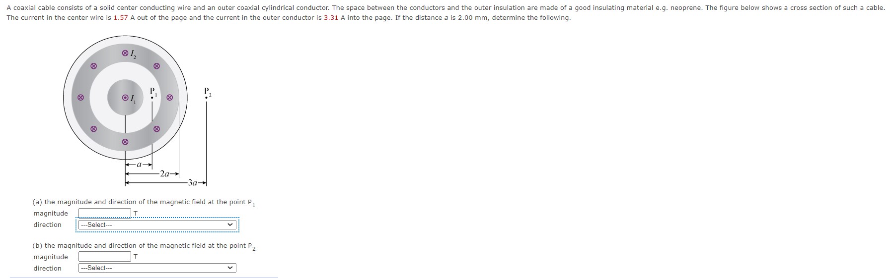 Solved 35))))The current in the center wire is 1.57A out of | Chegg.com