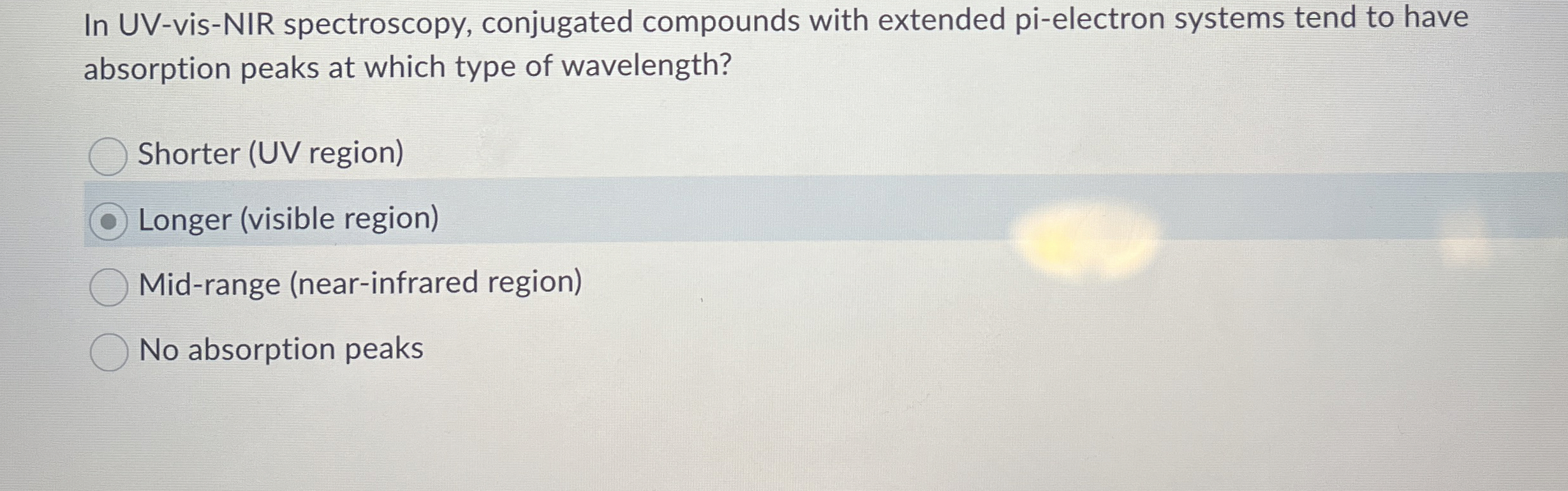 Solved In UV-vis-NIR spectroscopy, conjugated compounds with | Chegg.com