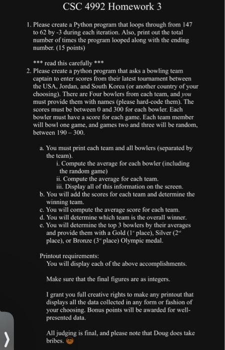 Solved Csc 4992 Homework 3 1 Please Create A Python Program 