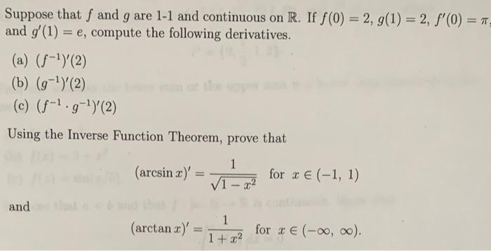 Solved Suppose that f and g are 1-1 and continuous on R. If | Chegg.com