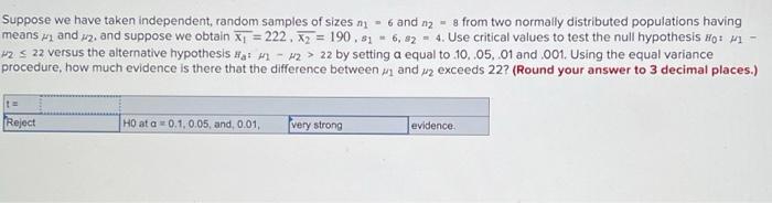 Solved Suppose we have taken independent, random samples of | Chegg.com