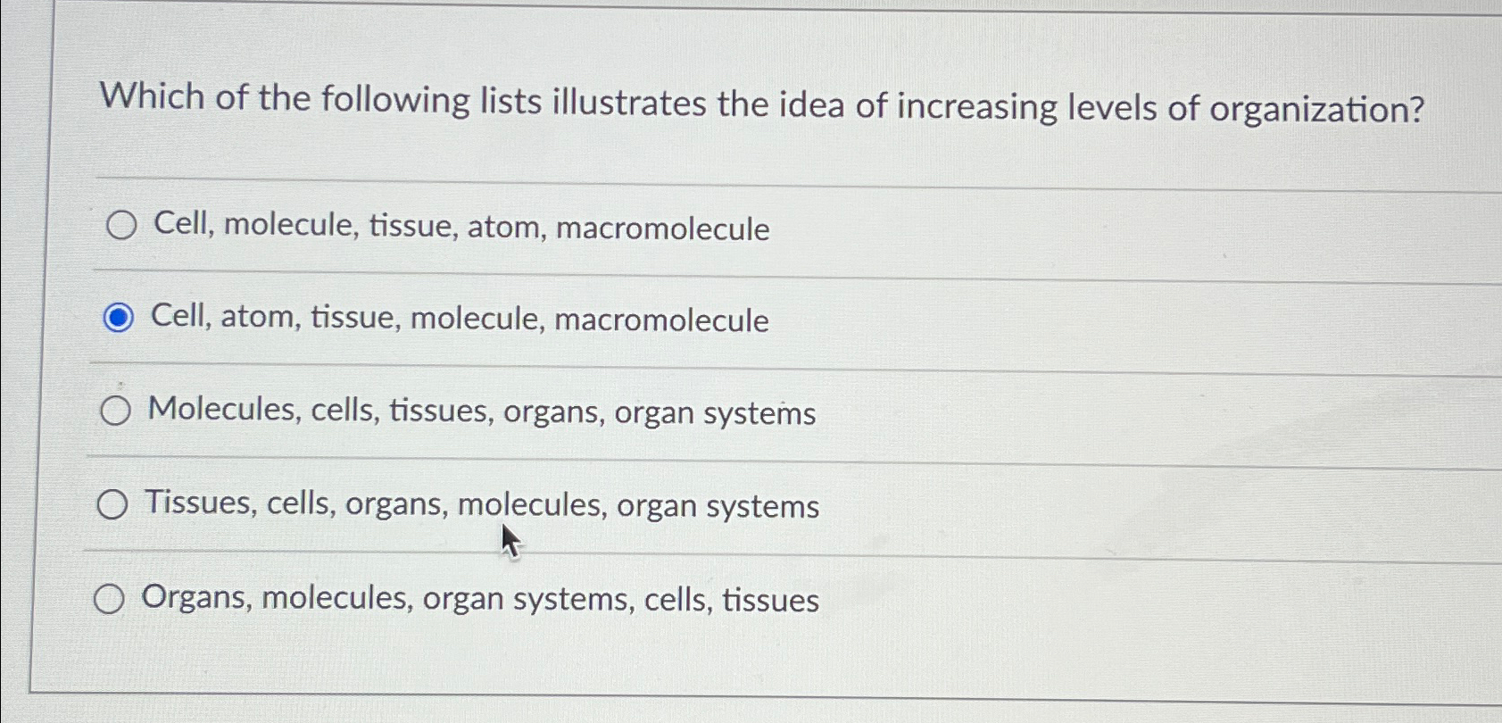 Solved Which of the following lists illustrates the idea of | Chegg.com