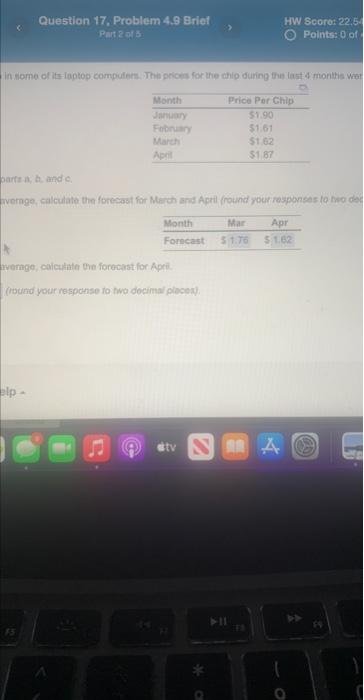 Solved using a three month moving average calculate the | Chegg.com