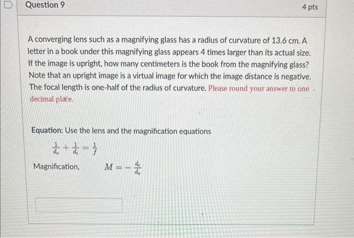 Solved A converging lens such as a magnifying glass has a | Chegg.com