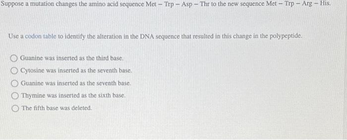 Solved Suppose a mutation changes the amino acid sequence | Chegg.com