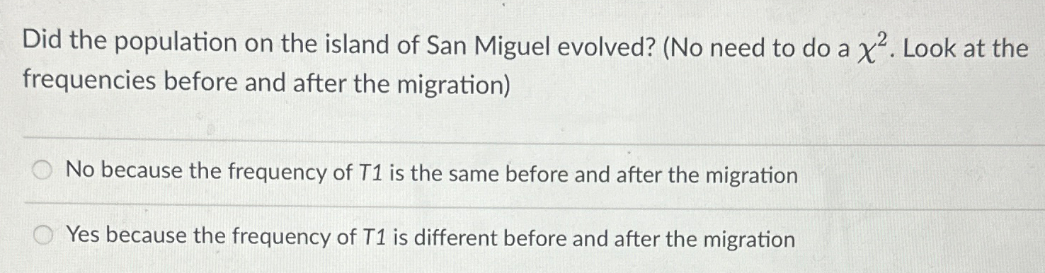 Solved Did the population on the island of San Miguel | Chegg.com