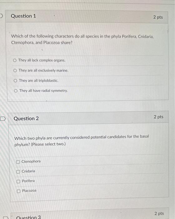 Solved Which of the following characters do all species in | Chegg.com
