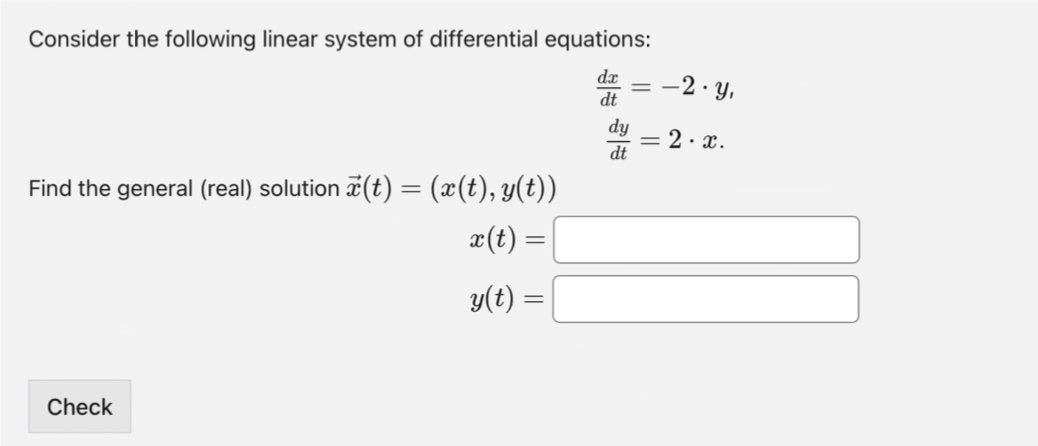 Solved Consider the following linear system of differential | Chegg.com