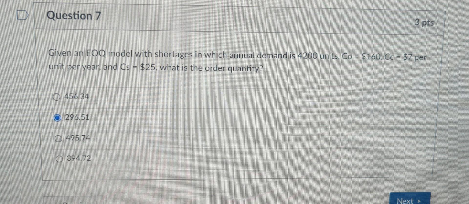 Solved Given an EOQ model with shortages in which annual | Chegg.com