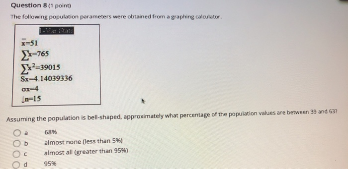 Solved Question 8 (1 point) The following population | Chegg.com