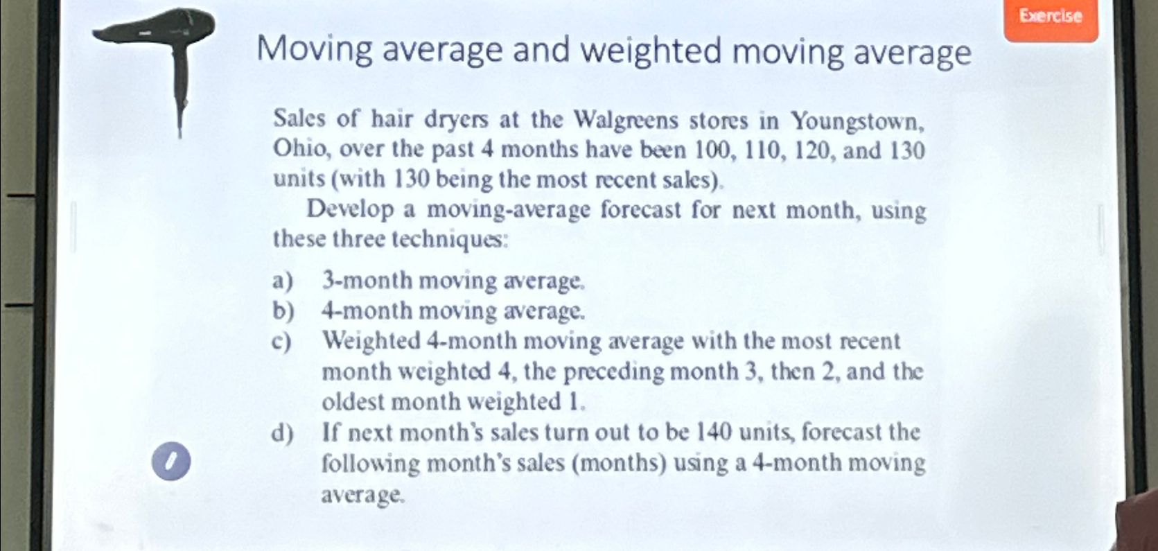 Solved →Moving average and weighted moving averageSales of | Chegg.com