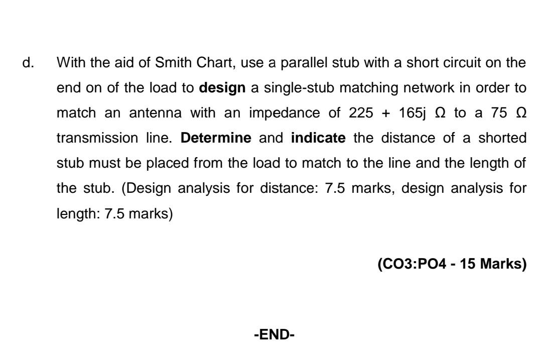 Solved d. With the aid of Smith Chart, use a parallel stub | Chegg.com