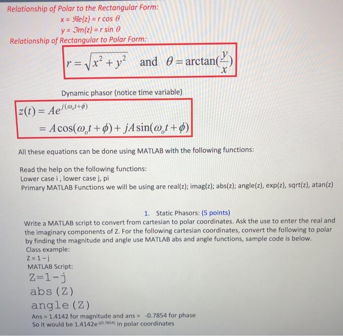 Solved Relationship of Polar to the Rectangular Form: