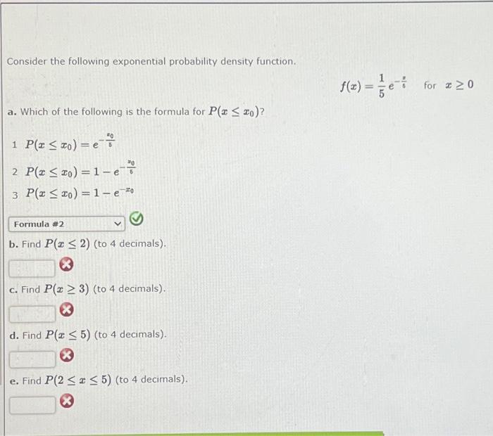 Solved Consider the following exponential probability | Chegg.com
