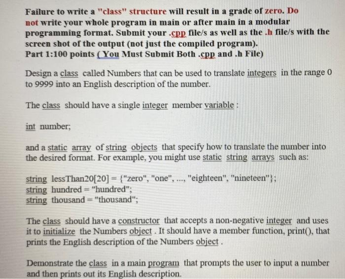 Solved Failure to write a "class" structure will result in a | Chegg.com