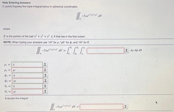 Help Entering Answers (1 point) Express the triple | Chegg.com