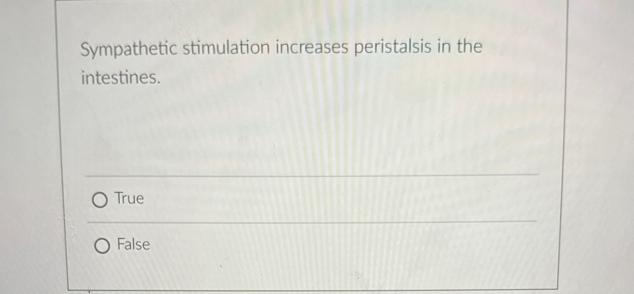Solved Sympathetic stimulation increases peristalsis in the | Chegg.com