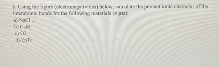 Solved 8. Using the figure (electronegativities) below, | Chegg.com