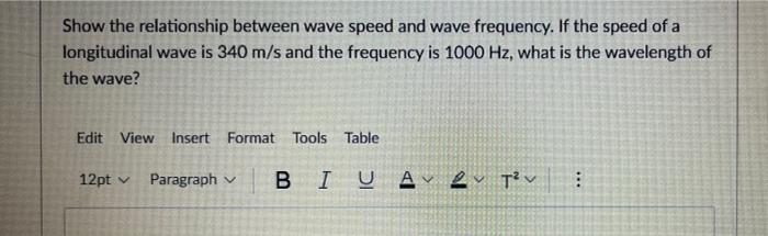 Solved Show the relationship between wave speed and wave | Chegg.com