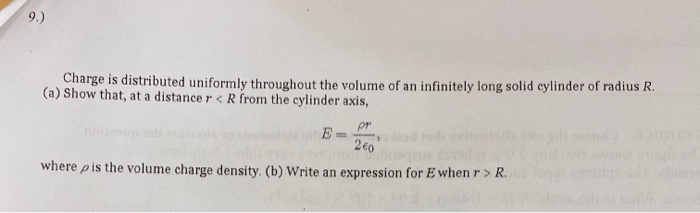 Solved Charge is distributed uniformly throughout the volume | Chegg.com