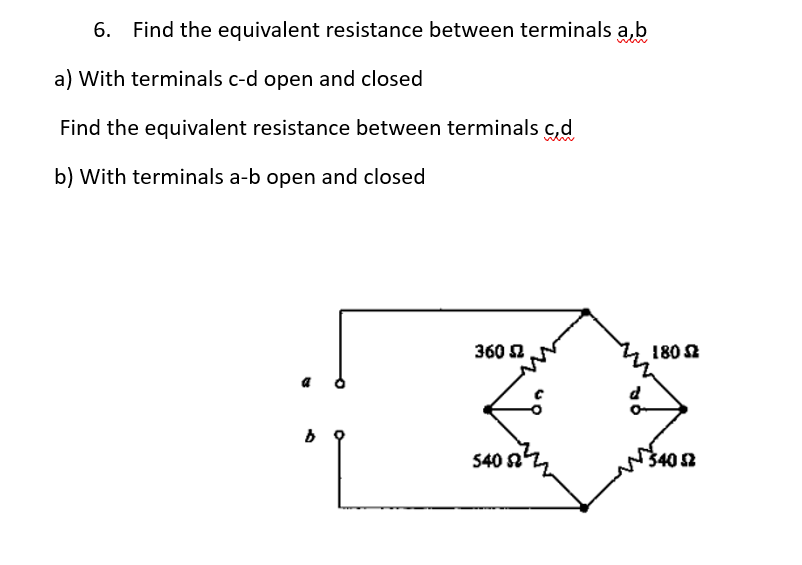 Solved 6. ﻿Find the equivalent resistance between terminals | Chegg.com