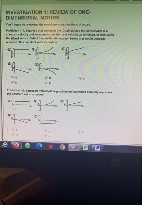 Solved INVESTIGATION 1: REVIEW OF ONE- DIMENSIONAL MOTION | Chegg.com