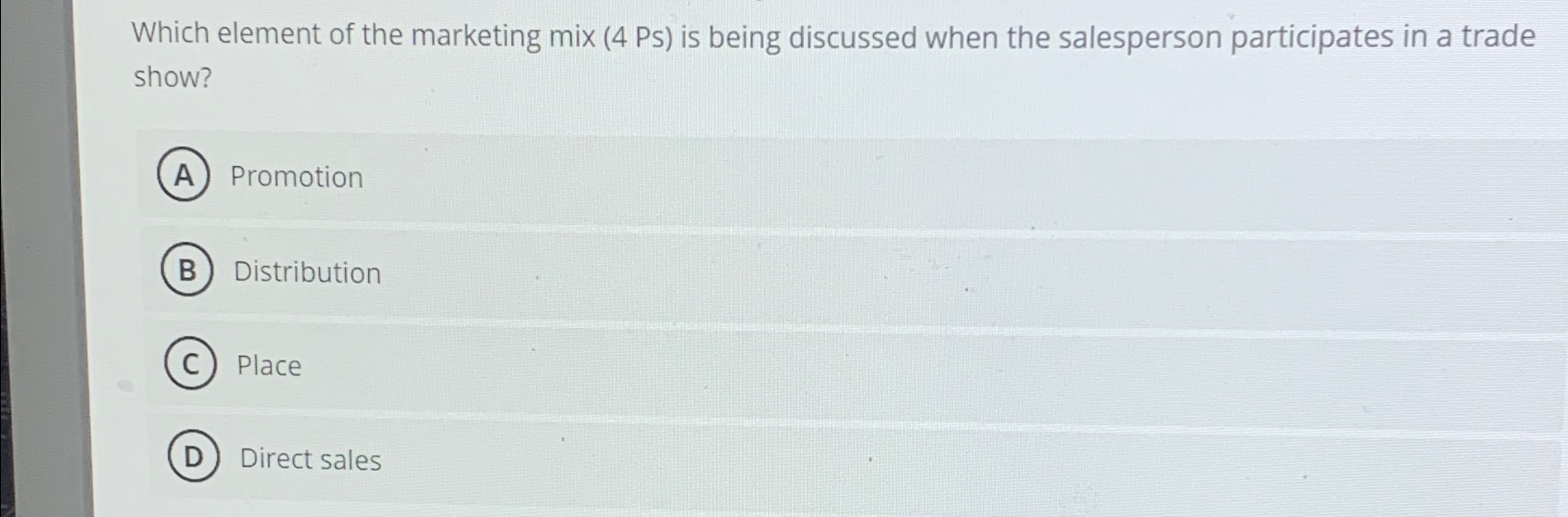 Solved Which element of the marketing mix (4 ﻿Ps) ﻿is being | Chegg.com