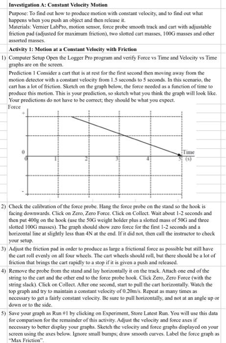 Solved Investigation A: Constant Velocity Motion Purpose: To | Chegg.com