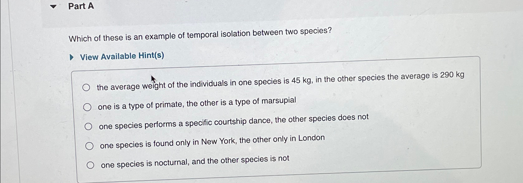 Solved Part AWhich of these is an example of temporal | Chegg.com