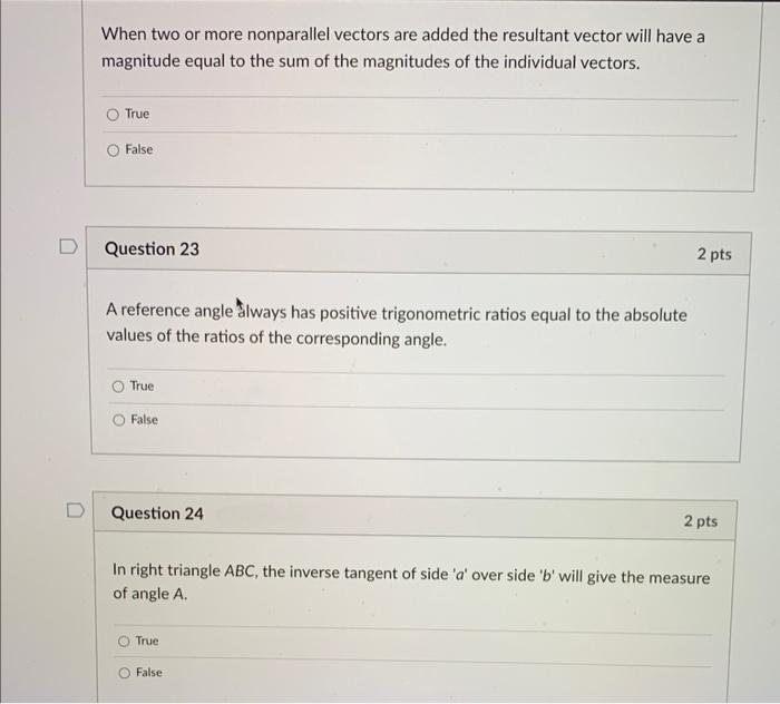 Solved When two or more nonparallel vectors are added the | Chegg.com