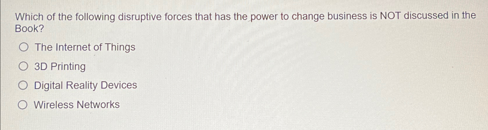 Solved Which of the following disruptive forces that has the | Chegg.com