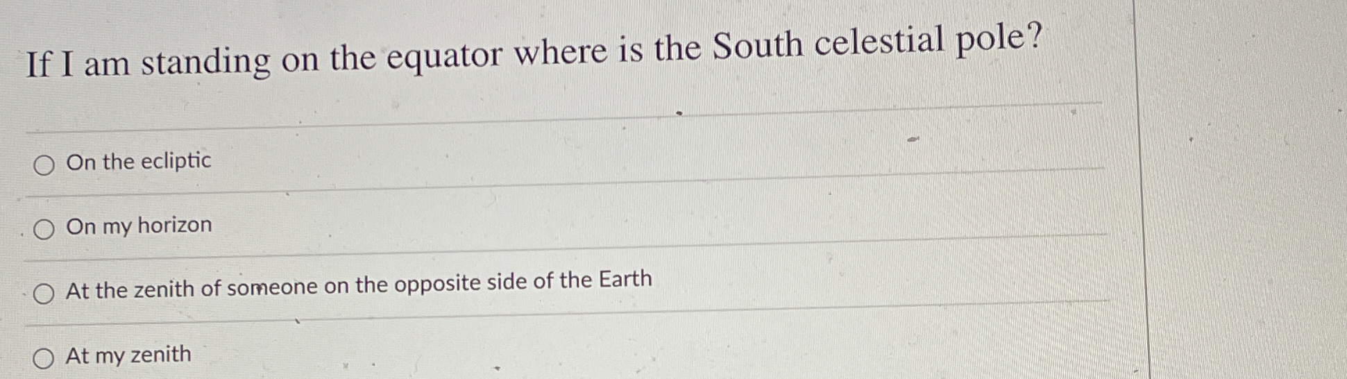 Solved If I am standing on the equator where is the South | Chegg.com