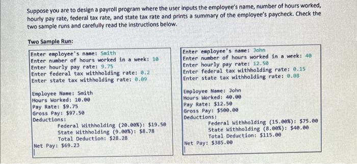 Solved Suppose you are to design a payroll program where the | Chegg.com