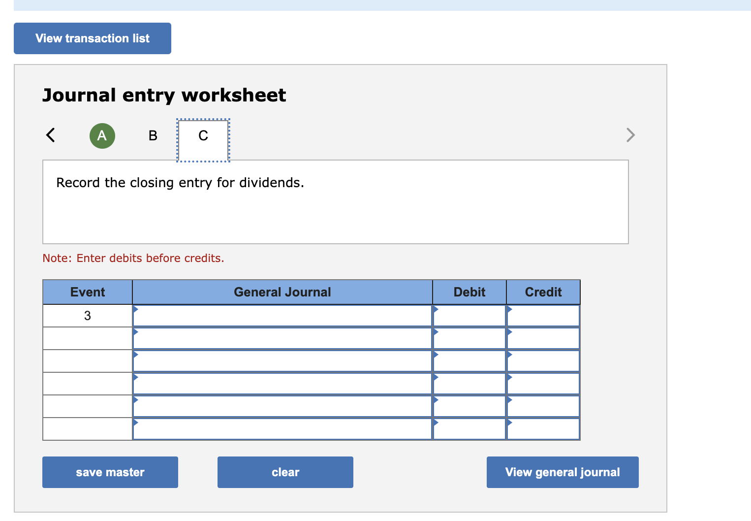 Solved Journal entry worksheetA BCRecord the closing entry | Chegg.com