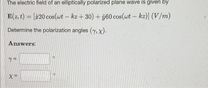 Solved The electric field of an elliptically polarized plane | Chegg.com