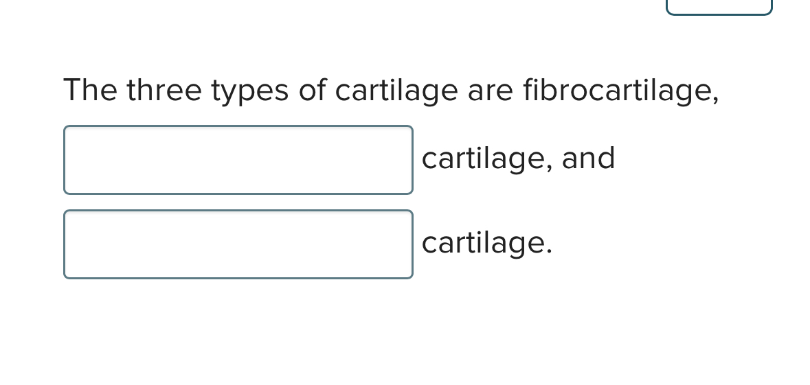 Solved The three types of cartilage are fibrocartilage, | Chegg.com