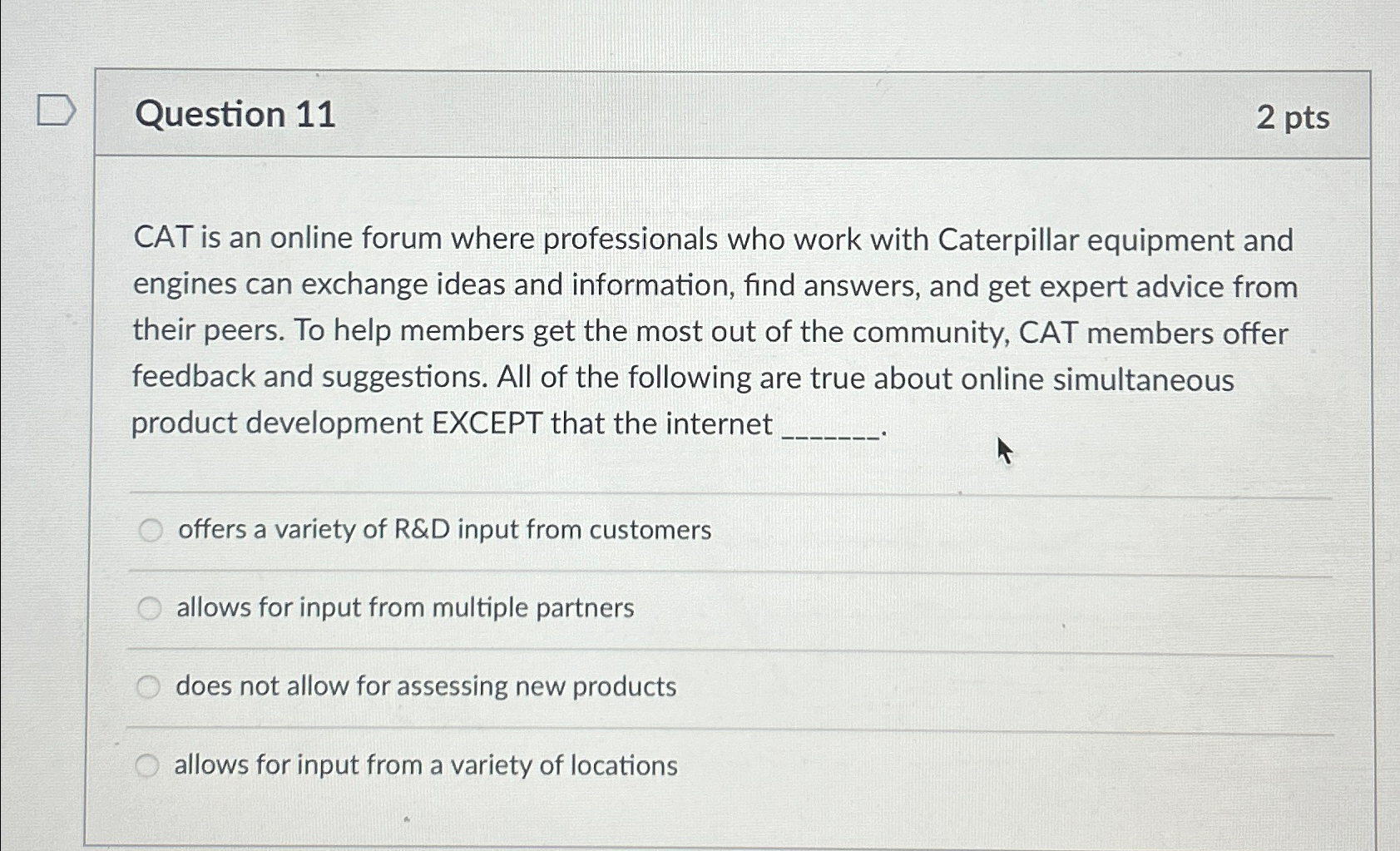 Solved Question 112 ﻿ptsCAT is an online forum where | Chegg.com