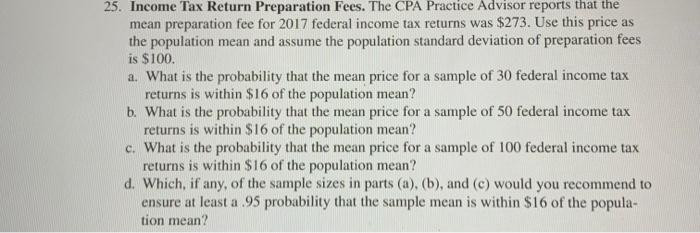 Solved 25. Income Tax Return Preparation Fees. The CPA | Chegg.com