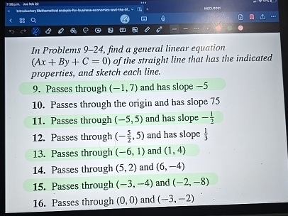 Solved In Problems 9-24, ﻿find a general linear equation | Chegg.com