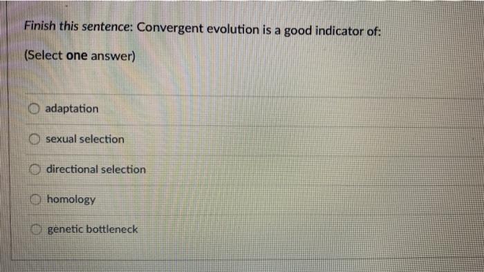 Solved Finish this sentence: Convergent evolution is a good | Chegg.com