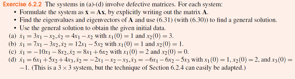 Solved Exercise 6.2.2 ﻿The systems in (a)-(d) ﻿involve | Chegg.com