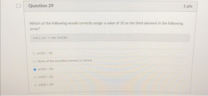 Solved Which of the following would correctly assign a value | Chegg.com