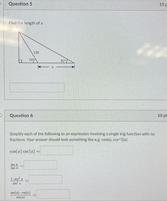 Solved Find the length of x Question 6 10 Simplify each of | Chegg.com