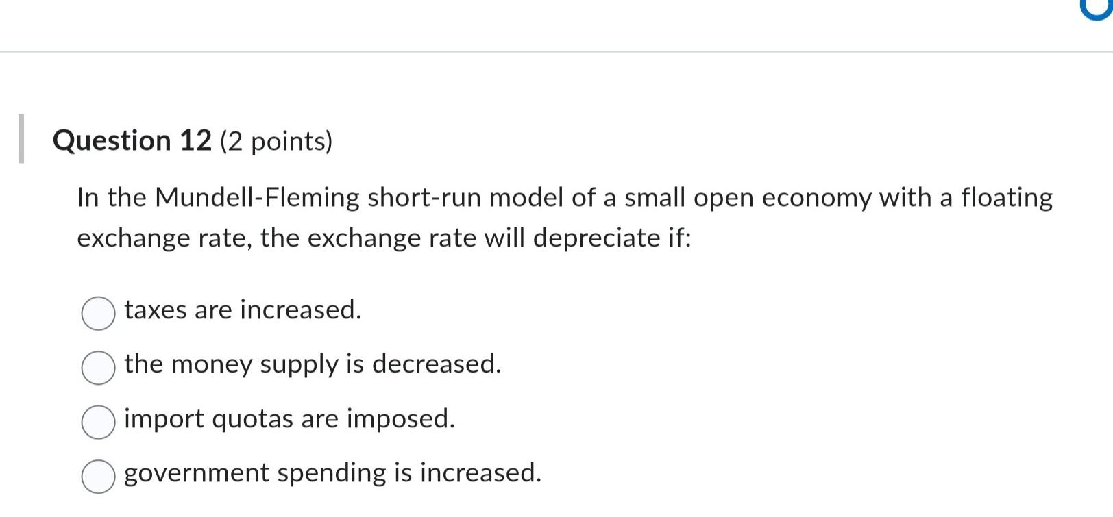 Solved In the Mundell-Fleming short-run model of a small | Chegg.com