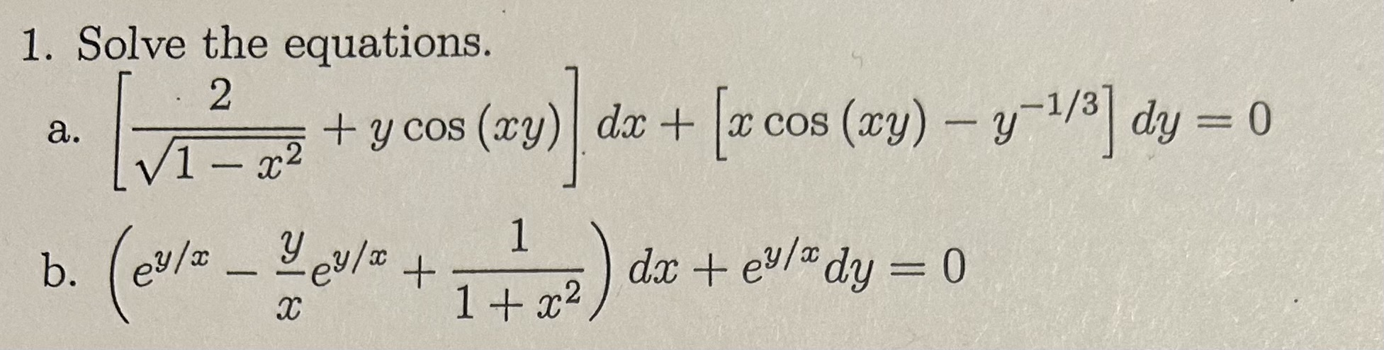 Solved Solve exact differential equation: Solve the | Chegg.com Solved Solve exact differential equation: Solve the | Chegg.com