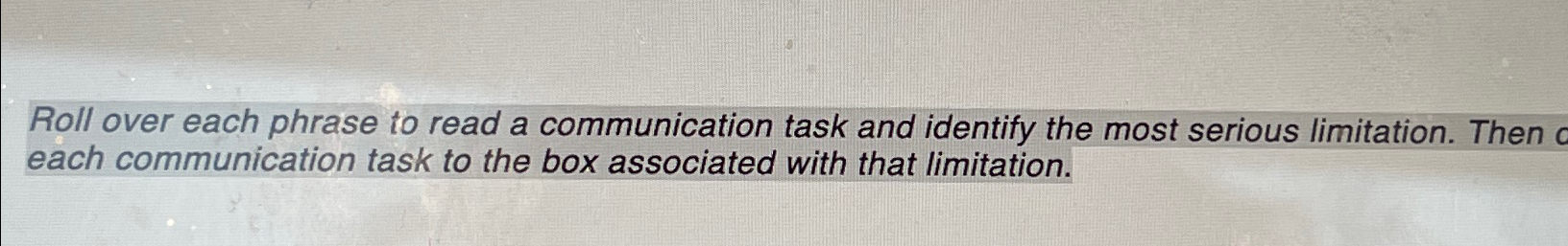 Solved Roll over each phrase to read a communication task | Chegg.com