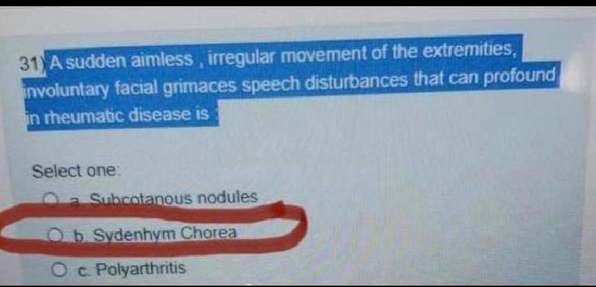 Solved A sudden aimless, irregular movement of the | Chegg.com