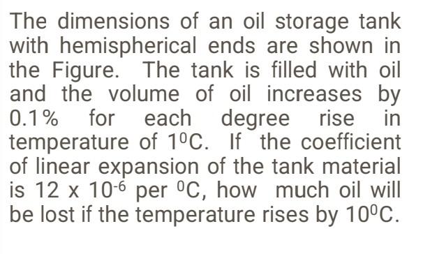 The dimensions of an oil storage tank with | Chegg.com