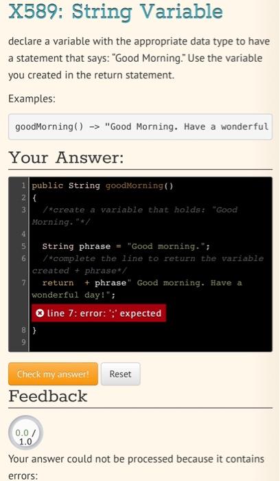 Solved X589: String Variable declare a variable with the | Chegg.com